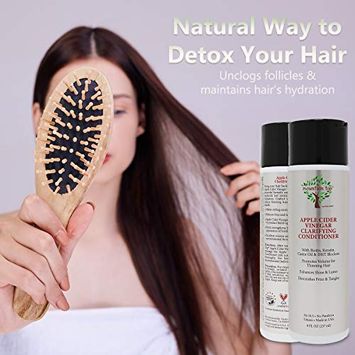 MOUNTAIN TOP Apple Cider Vinegar ACV Conditioner with Biotin Keratin Caffeine Castor Oil Key Active, 8 Fl Oz