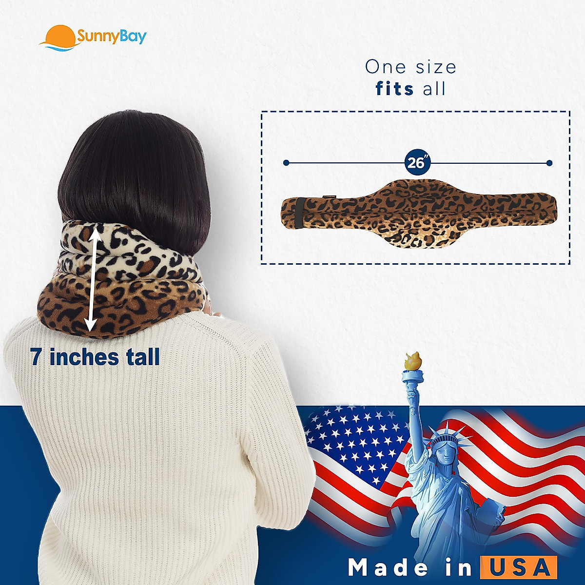 SunnyBay Microwave Heating Pad, Microwavable Cold or Heated Neck and Shoulder Wrap, Moist and Weighted Hands-Free Beanbag Pack with Wide Neck Coverage, 2.5 lbs, 26 Inches Long-Length, Leopard