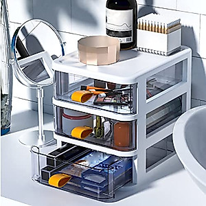 CIYODO Box Cosmetic Container - Household Office Style Cabinet Desk Display with Handle Clear Sundries Home Multi- Great Plastic Versatile Kitchen Storage Type Chest Tabletop