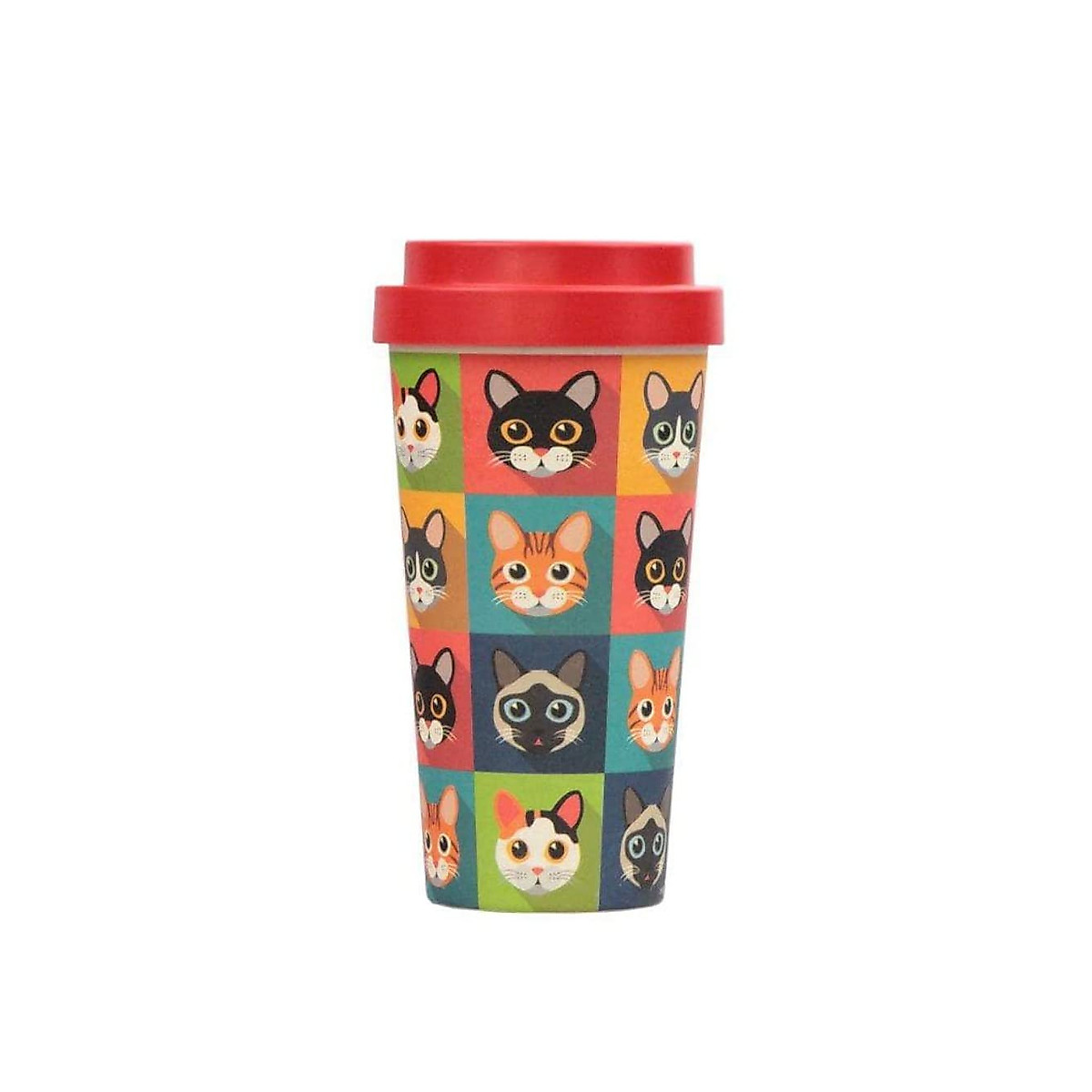 Vacucraft Bamboo Fiber Coffee & Tea Cup Animal Collection CAT (Red)