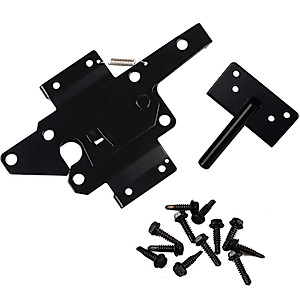 Gate Latches for Wooden Fences Heavy Duty Post Mount Automatic Gravity Lever Spring Self Locking Hardware Wood/Vinyl Fence Gate Lock for Secure Pool/Yard/Garden,Black Finishing,Steel