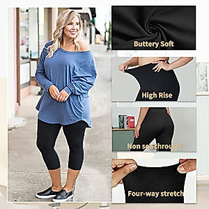HLTPRO 3 Pack Plus Size Leggings for Women(X-Large - 4X)- High Waist Stretchy Buttery Soft Pants for Workout Running Yoga