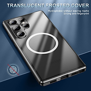 Jonwelsy Anti Peeping Case for Samsung Galaxy S23 Ultra, Double-Sided 360 Degree Protection Cover Compatible with Magsafe Anti Spy Privacy Glass Magnetic Adsorption Metal Bumper for S23U (Purple)