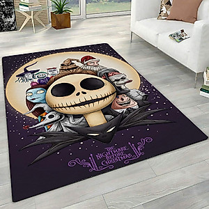 Nightmare Before Christmas Jack Skellington Area Rug – Perfect Christmas Decorations for Halloween! Horror Christmas Nursery Rug, Washable Rugs for Living Room, Bedroom Rug 1 (3x5ft)