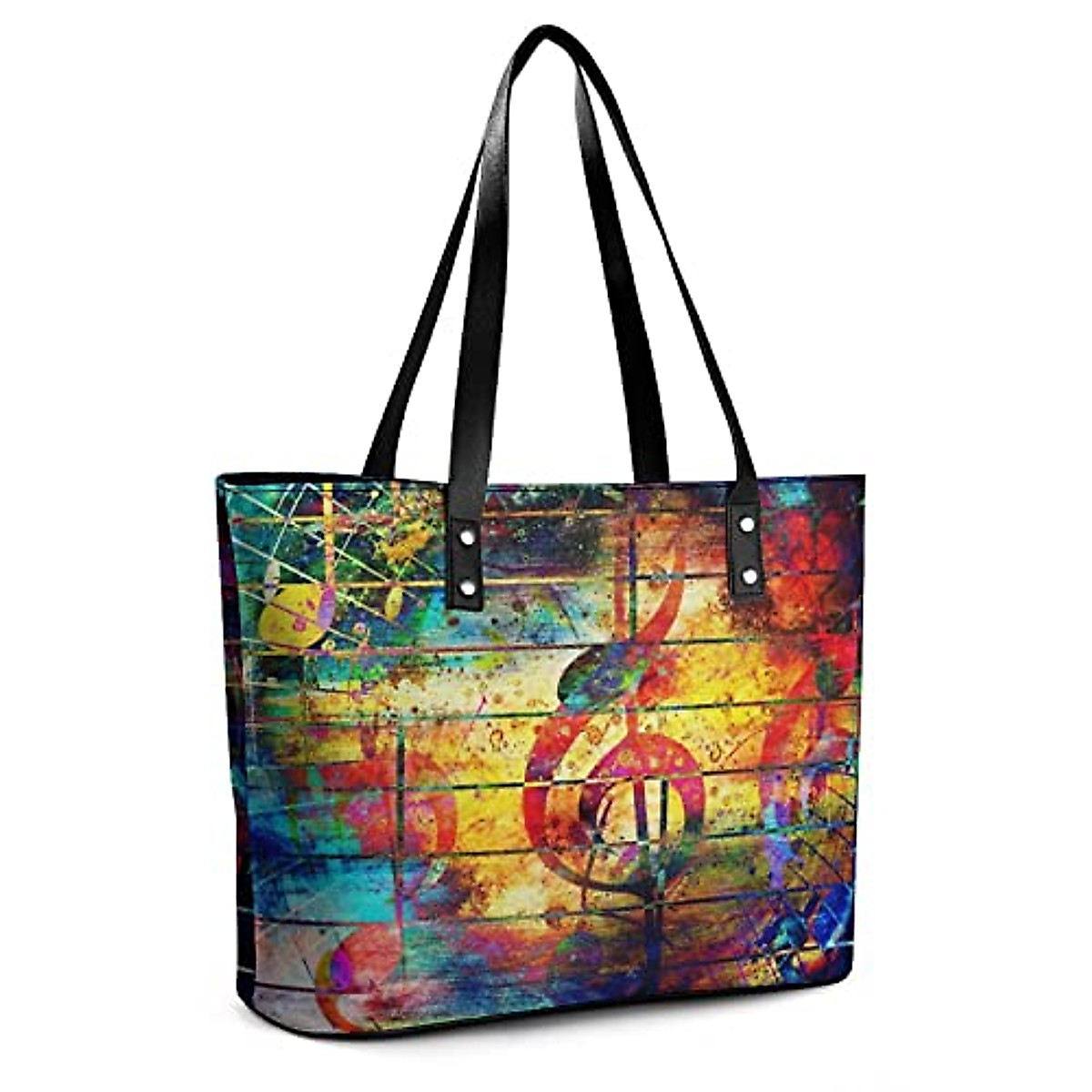 Womens Handbag Music Notes Leather Tote Bag Top Handle Satchel Bags For Lady