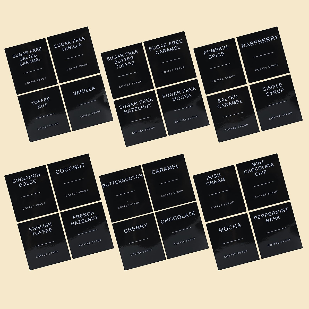 MSTCMZP Coffee Bar Accessories 4 Pack Coffee Syrup Dispenser for Coffee Bar,500ML Glass Coffee Syrup Pump Dispenser,Coffee Syrup Bottles with Labels (4pc black)