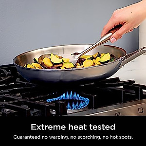 Ninja C90030 Everclad Commercial-Grade Stainless Steel 12" Fry Pan, Tri-Ply Pans, Oven Safe to 600°F, PFAS Safe, All Stovetops & Induction Compatible, Stainless