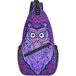 Owl with Psychedelic Pattern Sling Bag Light Shoulder Bag, Travel Backpacks Crossbody Bags for Women Men