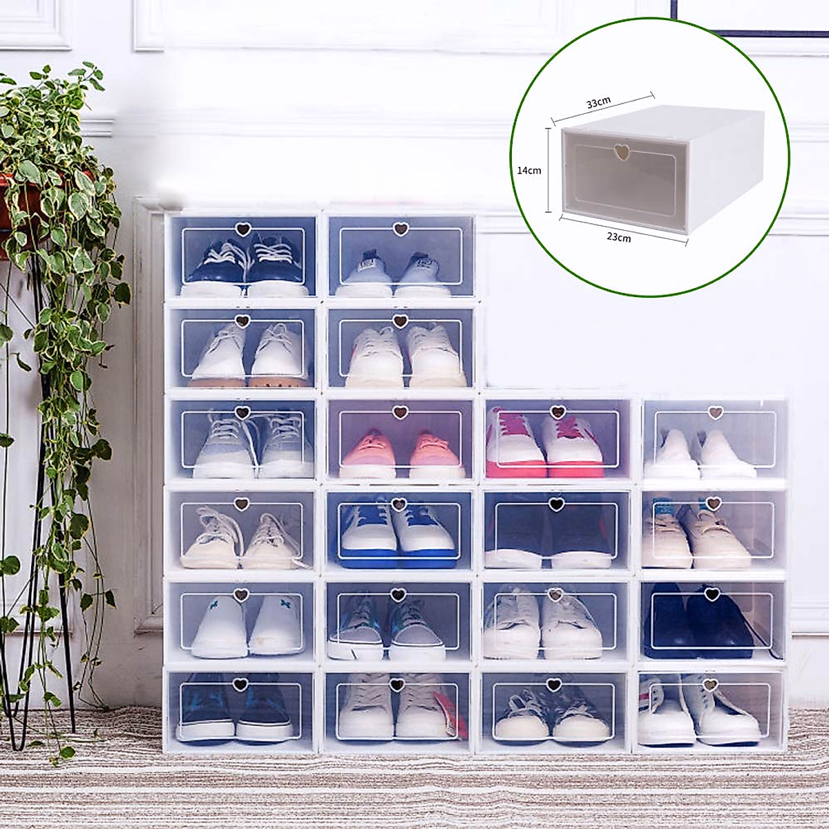 TTONSUE Shoe Box Set Storage Plastic Home, Clear Plastic Shoe Storage Boxes for, Shoe Organizer Storage Bins with Lids, Clothes Under Bed Shoe Storage Container