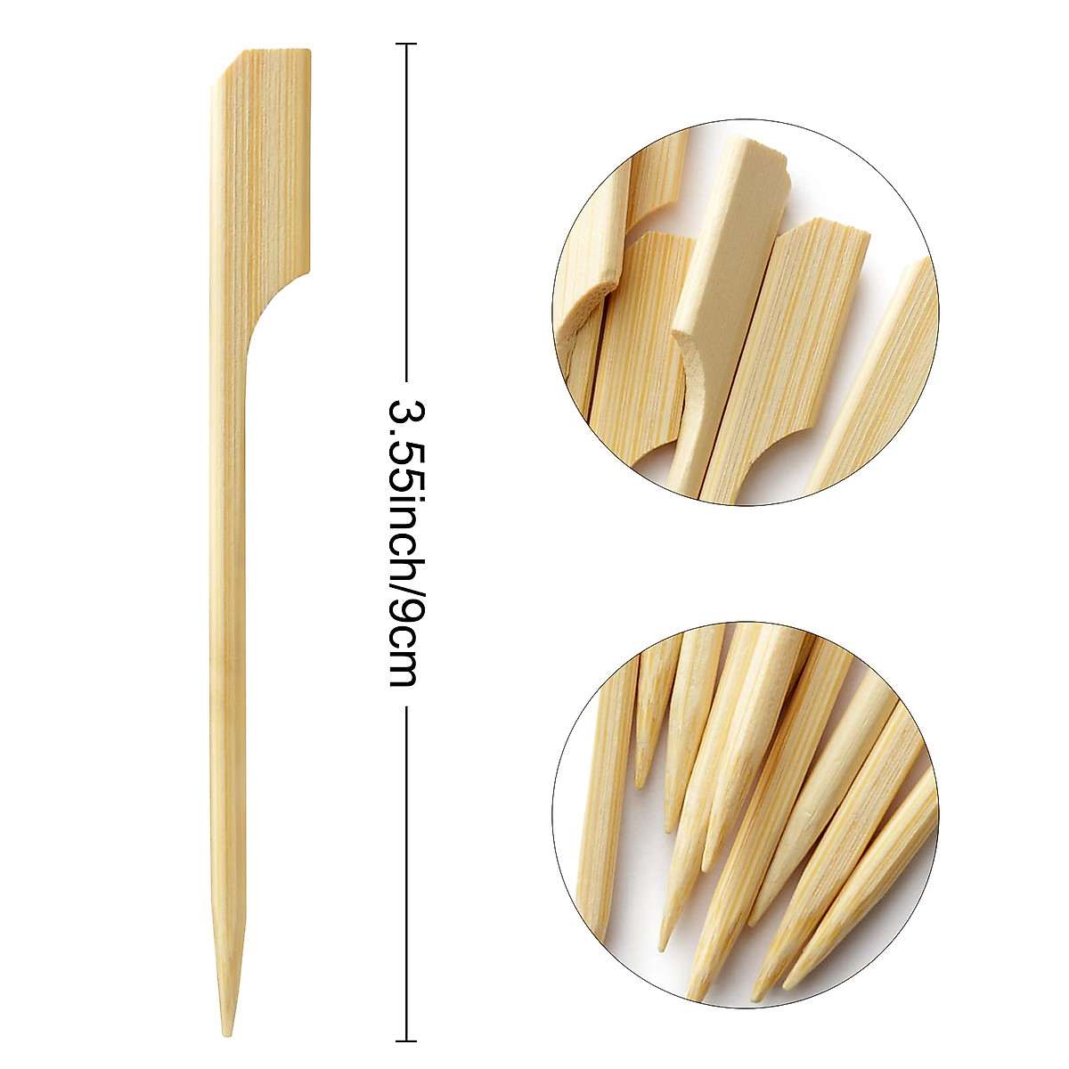 BLUE TOP 300Pcs Bamboo Paddle Picks, 3.5 Inch Sturdy Flat Skewers Food Appetizer Toothpicks for for Fruit, Grilling, Drink, BBQ, Barbecue, Yakitori Chicken, Fondue, Roasting,Cocktail, Marshmallow