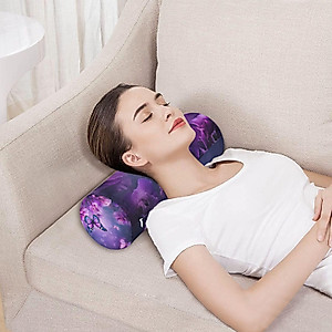 xigua Purple Butterfly Neck Roll Pillow for Neck Relief with Removable Washable Cover - Memory Foam Round Cylinder Bolster, Ergonomically Designed for Head, Neck, Back, and Legs
