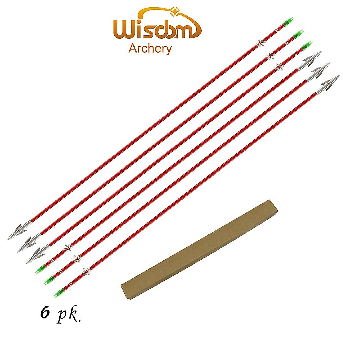 Wisdom Bowfishing Head Carbon/Glass-Fiber Arrow Shafts 2 Mechanical Barbs 2.5" Holding Area Archery Broadhead Fits 5/16" Fiberglass Arrow Shaft 3/6 PK (6pcs per Pack)