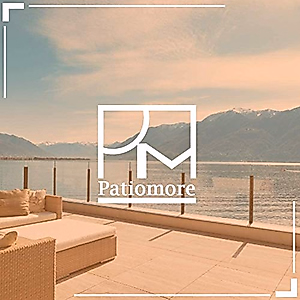 Patiomore 3 Pieces Outdoor Rocking Chairs, Patio Bistro Furniture Black Wicker Chair Set with Tempered Glass Table and Thick Dark Blue Cushion