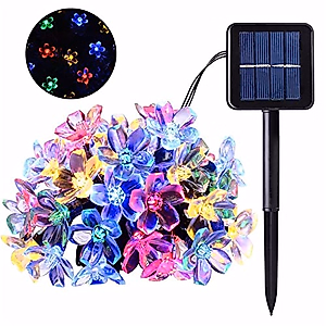 Christmas Lights,LED Solar String Lights, Outdoor Waterproof Flower Shape 8Mode Christmas Fairy Lights, Party Wedding Home Garden Decoration, 7m 50led