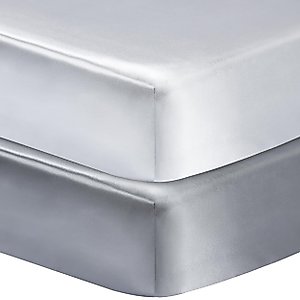 GUNTAIL 2 Pack Satin Soft Crib Sheet for Baby with Sensitive Hair Silky Baby Mattress Sheet White and Gray Unisex 52’’x28’’x8’’ Fitted Sheets