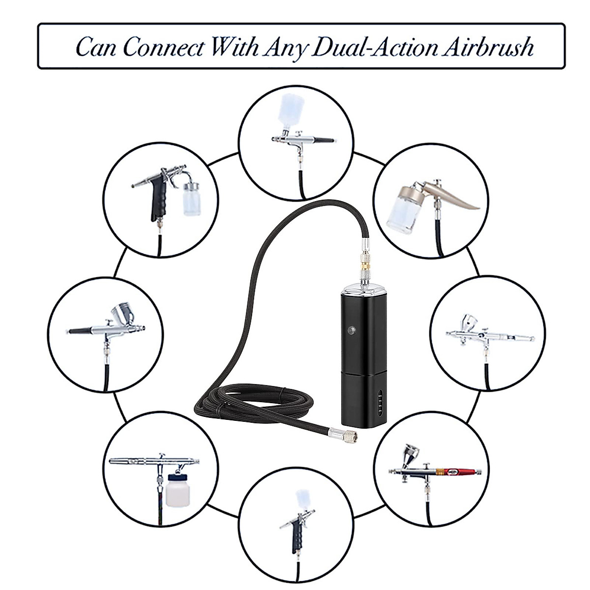 Casubaris cordless Portable Airbrush kit with Compressor,Rechargeable and replaceable auto Stop Dual Action air Brush Pen,Match Different Airbrush Guns for Barbers Model Painting Nail Art Craft Makeup