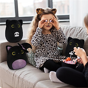 KOPHINYE Halloween Plush Black Cat Plush - 9inch Black Cat Stuffed Animal Witch Kitten Plushie - Cute Stuffed Toys Decorations for Kids