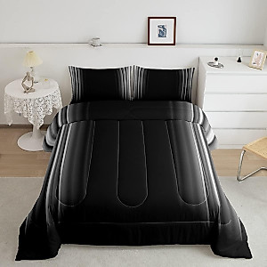 Geometric Abstract Ombre Bedding Set Men Adults Teens Grey Gray and Black Striped Comforter Set Kids Boys Girls Simple Modern Quilt Setwith 2 Pillowcases 3Pcs Bedding Full