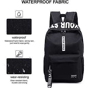 Black Backpacks for Teen Girls High School , Middle School Students Bookbag Outdoor Travel Daypack for Women Men, Lightweight Casual University Laptop Back Pack for 14" Laptop