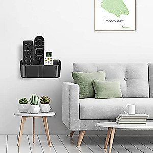 suptek Remote Control Holder Wall Mount，Hole-Free TV Remote Holder (for 3 or 4 Remotes, Black, Quantity 1)