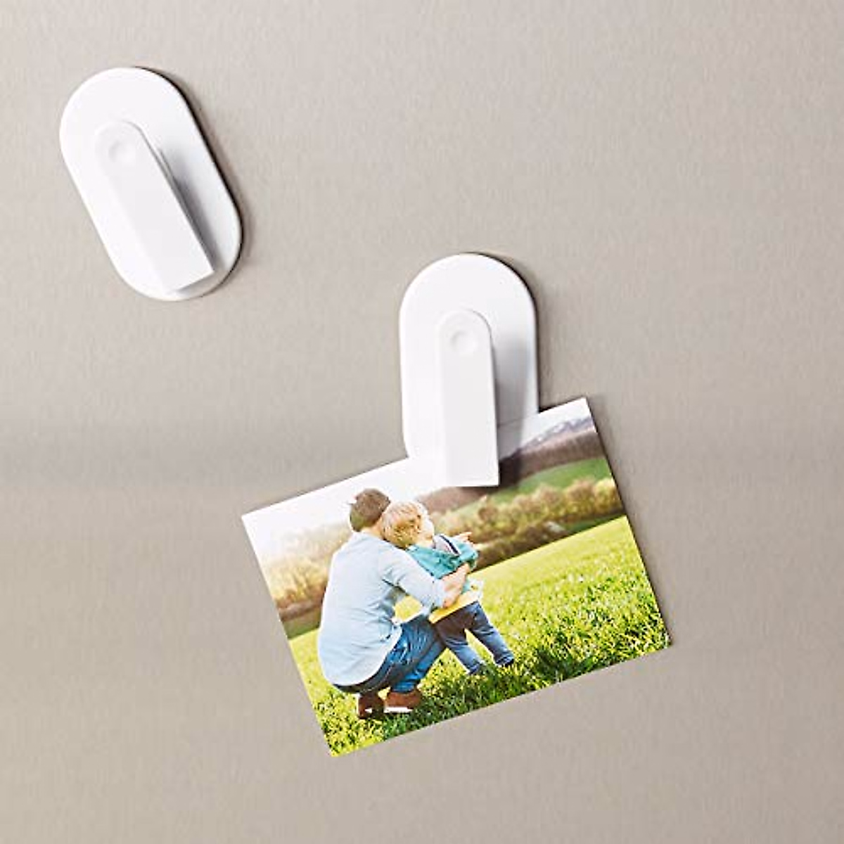 Spectrum Diversified Fridge Chip, Bag Refrigerator, Set of 2 Heavy Duty Magnets With Clip for Photos & Cards, No Size, White