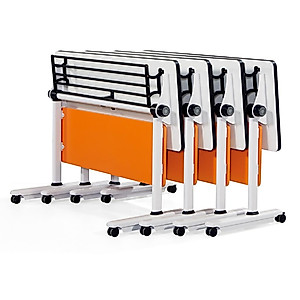 Foldable Meeting Table Set of 6,Flip Top Mobile Training Table with Modesty and Lockable Wheels, for Conference Rooms,Training Rooms,Media Centers,Classrooms (Color : A, Size : 120 * 60 * 75cm)