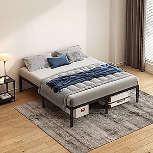 HLIPHA Full Size Metal Platform Bed Frame with Heavy Duty Steel Slat Support,14" Height Easy Assembly Mattress Foundation,No Box Spring Needed,Black