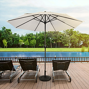 Pure Garden Patio Umbrella with Vented Canopy - 9FT Easy Crank Outdoor Umbrella for Shade - For Deck, Balcony, Porch, Backyard, or Pool (Tan)