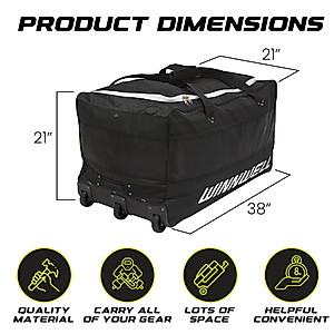 Winnwell Hockey Wheel Goalie Bag - Large Equipment Bag With Wheels To Store Goalie Gear - Made For Ice & Field Hockey Goalies - Senior