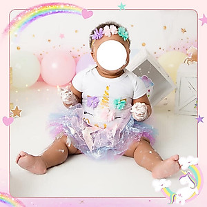 XIFAMNIY Baby Girl 1st Birthday Outfit 1 Year Unicorn Onesie Tutu Dress Headband Legging Socks