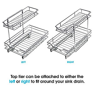 Richards Homewares Under Sink Pull-Out Sliding Shelf Organizer for Kitchen, Heavy Duty with 5 Year Limited Warranty -11.5”W x 18”D x 14.5”H, Requires at Least 12.5” W Cabinet Opening-Chrome