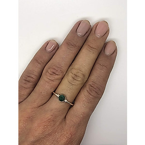 Koral Jewelry Created Emerald Round Stone Delicate Ring 925 Sterling Silver Vintage Tribal Gipsy Boho Look (10)