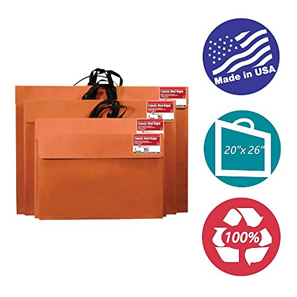 Star Products Wallet Port Whandle 220H Classic Red Rope Paper Artist Portfolio with Soft Woven Handle, 20" x 26"