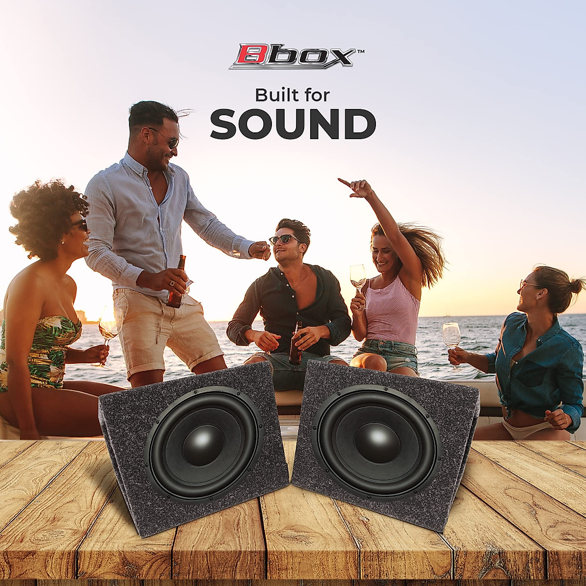 Atrend Bbox Pro Audio Tuned 6.5" Speaker Enclosures-Premium Speakers to Enhance Sound and Bass - Nickel Finish Speaker Terminals for Car or Truck - 18 Gauge Audio Cables-Speaker Set of 2 (Charcoal)