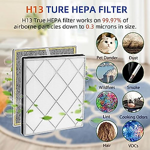 HE401 Replacement Filter for Shark Air Purifier 4,HE400 HE401 HE402 HE405,HE4FKPET,H13 True HEPA with Advanced Odor Lock Filter