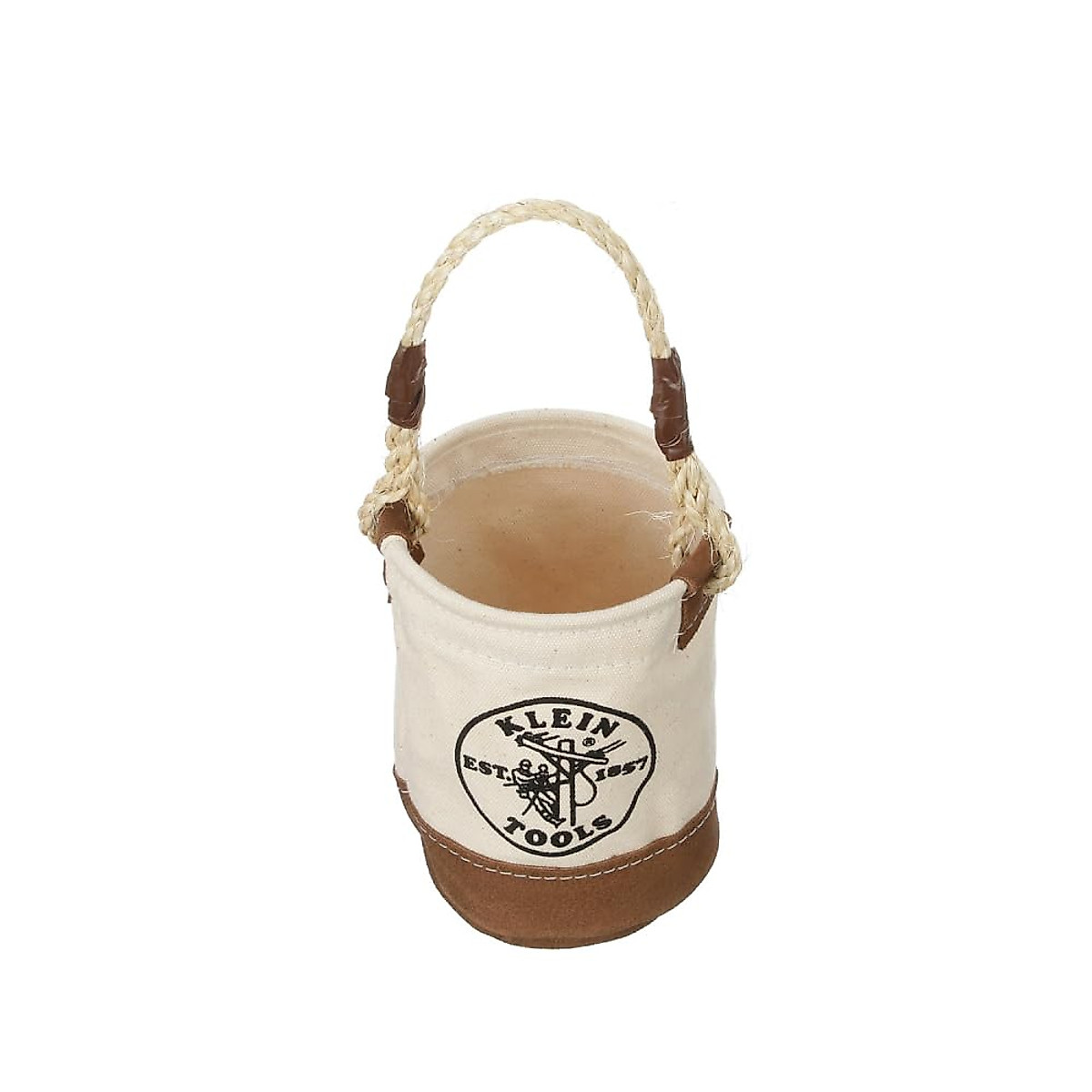 Klein Tools 5104MINI Mini Tool Bucket, All-Purpose Tool Bucket with Leather-Bottom, Nuts and Bolt Bag with Reinforced Rope Handle, Small Utility Pouch