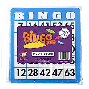 Royal Bingo Card and Chips Expansion Pack for 100 People - 100 Playing Cards, 1,000 Mixed Bulk Bingo Chips Translucent Colors