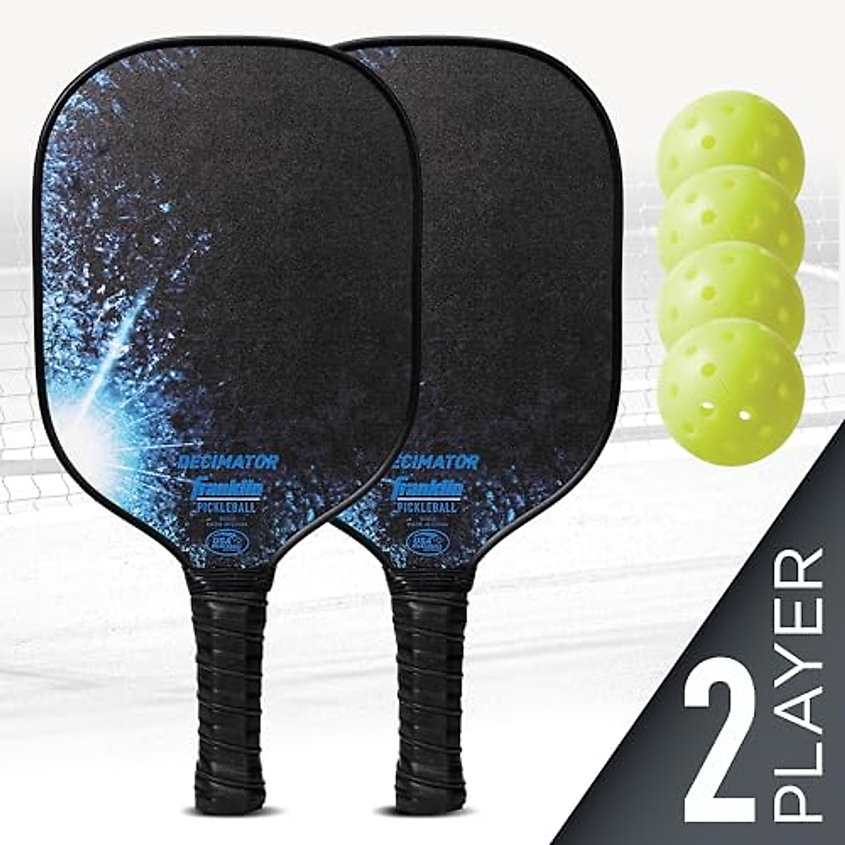 Franklin Sports Pickleball 2 Player Carbon Fiber Paddle and X-40 Pickleball Set - (2) Carbon Fiber Paddles - (4) X-40 Balls - Carry Bag - USA Pickleball Approved