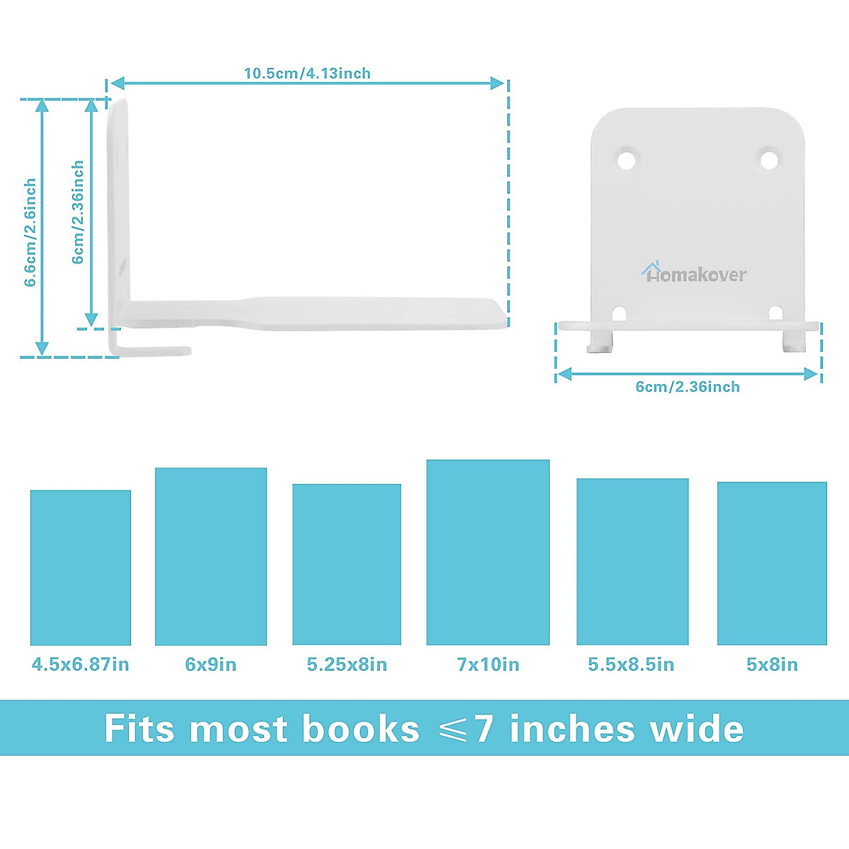 Homakover Floating Bookshelves, Iron Invisible Floating Shelves, Heavy Duty Wall Mounted Book Organizer, Steel Constructed Hidden Bookshelf, Multipurpose Wall Ledge Shelves for Paperback Books