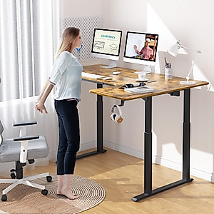 Dripex Standing Desk, 63 x 43 Inch L Shaped Desk, Electric Height Adjustable Dual Motor Sit Stand Desk, Corner Stand Up Desk, Large Computer Workstation for Home Office with 4 Stable Legs