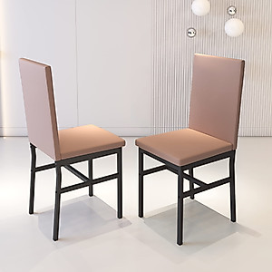 YOFE Dining Table Set for 4, Kitchen Table with 4 Chairs,Faux Marble Tabletop & 4 Leather Upholstered Chairs for Dining Room,Kitchen, Dinette, Breakfast Nook (Pink+White)