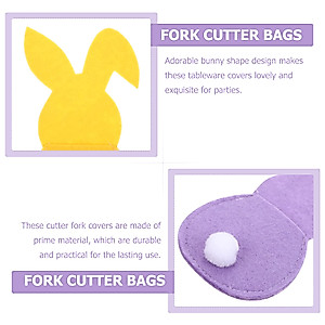 ABOOFAN 16Pcs Easter Bunny Cutlery Holder Easter Table Decorations Knife Fork Spoon Cover Cutlery Bags Reusable Utensil Cover for Spring Decorations Easter Party Supplies