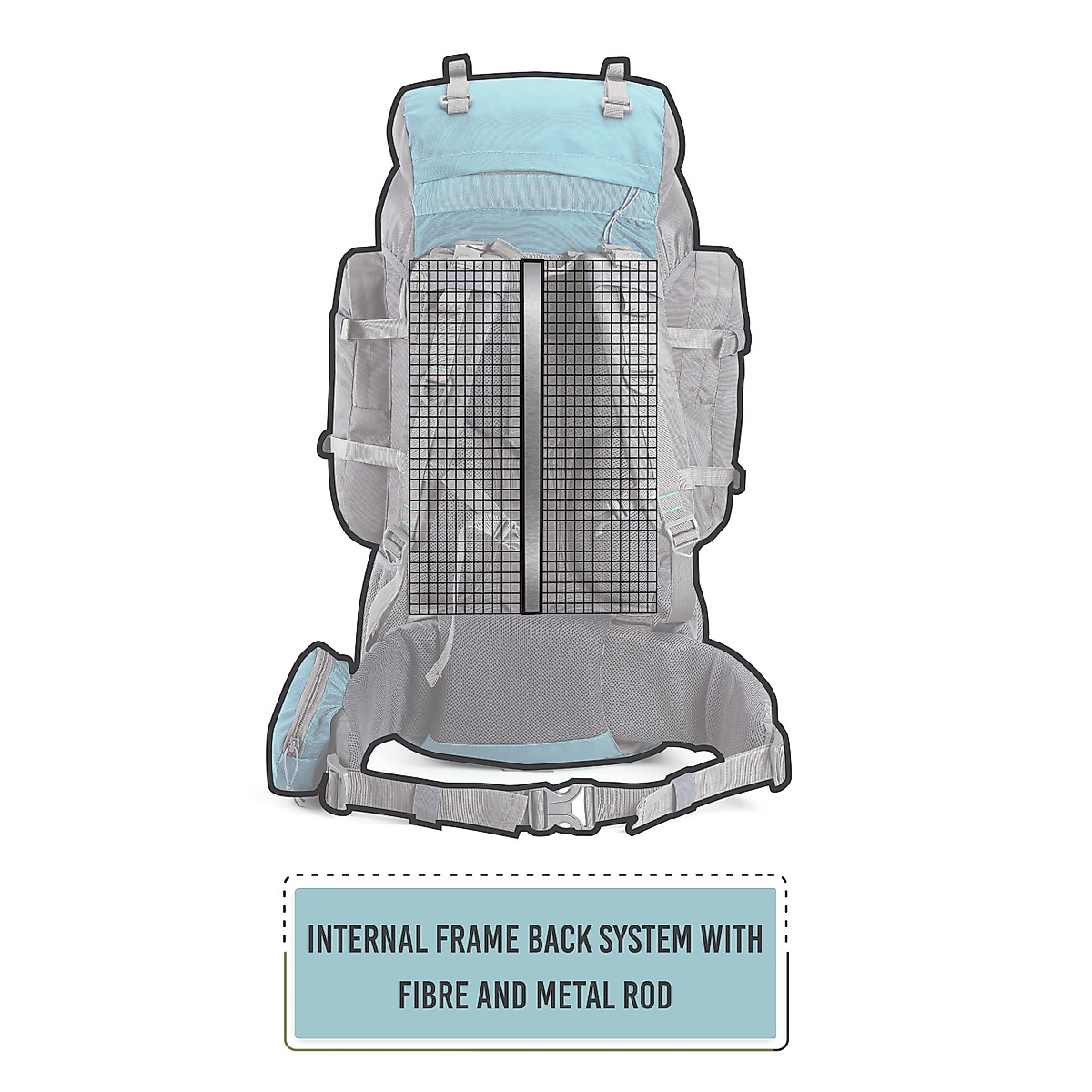 Tripole Walker 65 Litres Rucksack With 20 Litre Foldable Day Pack | Internal Frame With Metal Rod | Rain Cover | Bottom Opening | Laptop Section (Sea Green)