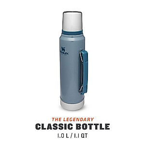 Stanley Classic Legendary Bottle 1L / 1.1Qt Hammertone Ice Bpa Free Stainless Steel Thermos - Keeps Cold Or Hot For 24 Hours - Leakproof Lid Doubles As Cup - Dishwasher Safe, 668308