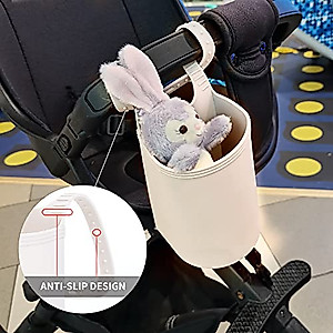 Stroller Organizer with Cup Holder, Universal Stroller Cup Holder for Wheelchair, Plus Size, Measures 12"x 3.6"x 3.8", Suitable for Camping Chair, Lawn Chair, Bike, Treadmill, Bathroom - Milky White