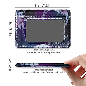 susiyo Sun Moon And Stars Slim Minimalist Wallets Rfid Blocking Card Wallets PU Leather Front Pocket Wallets for Men and Women