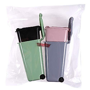 TOYMYTOY Office Trash Can, Desktop Mini Trash Bin, Garbage Bin Set Pencil Cup Holder with Lips & Wheels(4PCS)