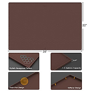 AECHY Under Sink Mats for Kitchen Waterproof, 28" x 22" Under Sink Tray, Under Kitchen Sink Mat with Unique Drain Hole, Waterproof & Flexible Under Sink Liner for Kitchen and Bathroom Brown