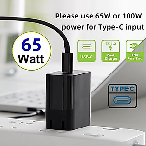 CY Cable Type C USB-C Input Source 65W to DC 4.0x1.3mm Power Charge Cable 19.5V Compatible with Laptop 18-20V