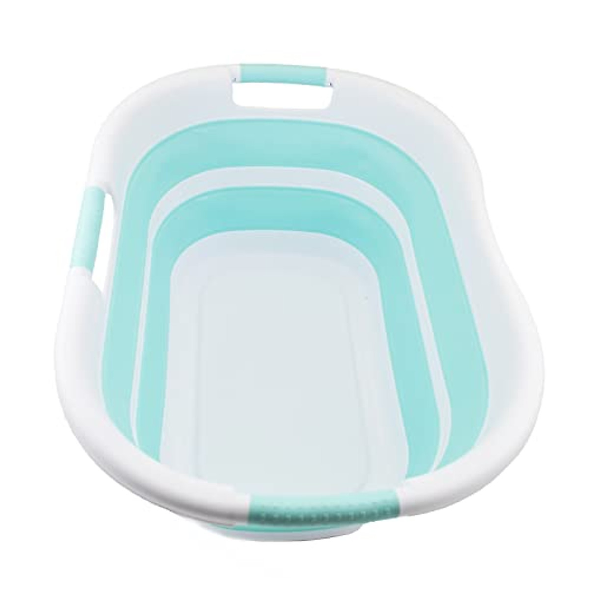 SAMMART 40L (10.5 gallon) Collapsible Plastic Laundry Basket - Foldable Pop Up Storage Container/Organizer - Portable Washing Tub - Space Saving Hamper/Basket (White/Lake Green)